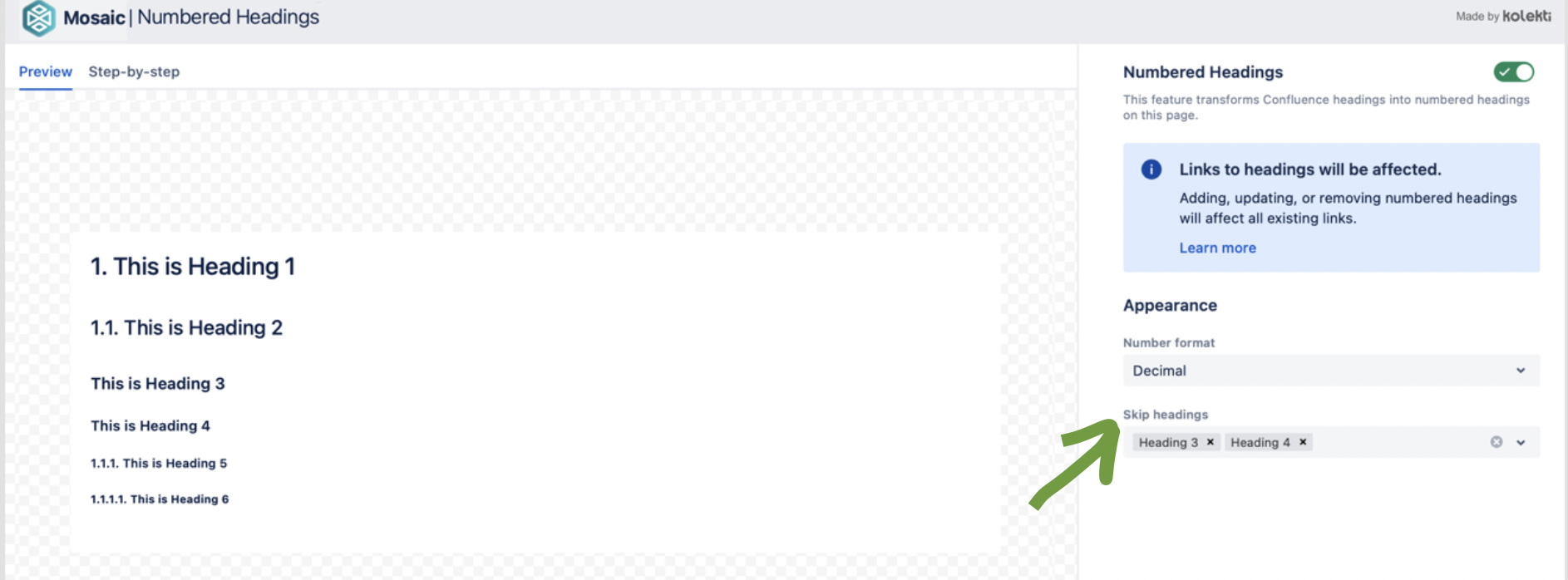 How to exclude the numbering header from appearing...