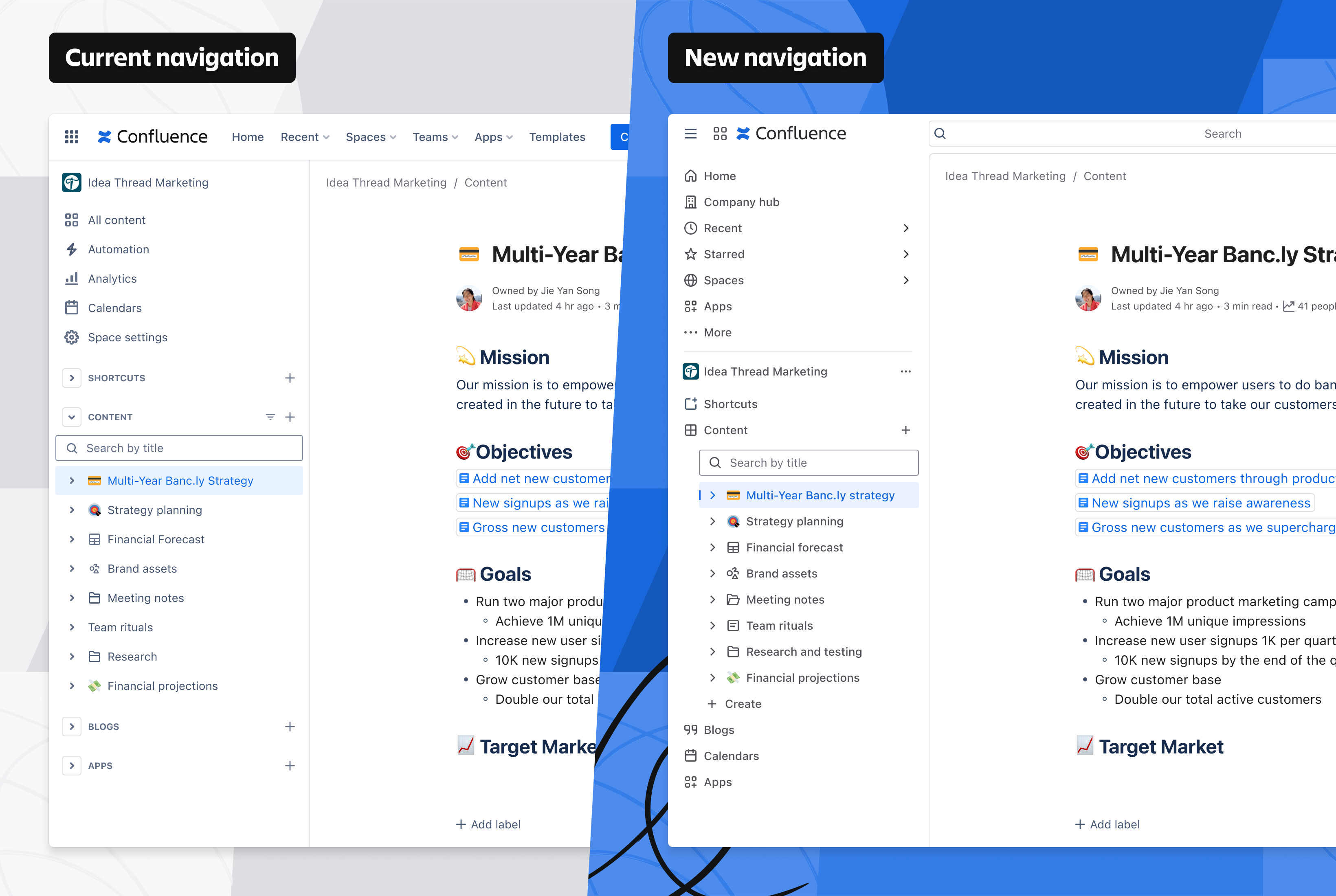 Confluence’s new navigation
