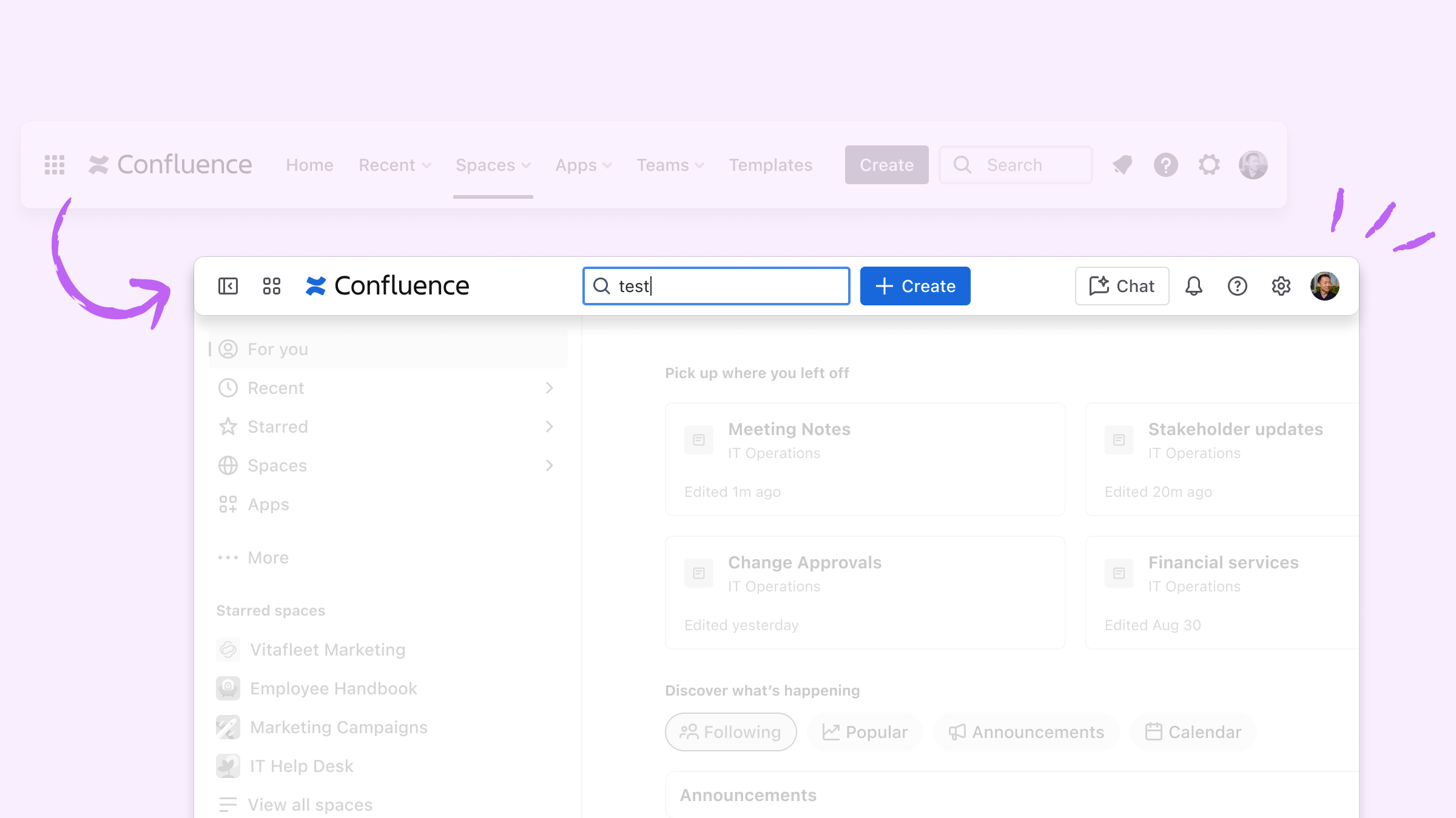 Confluence’s new navigation