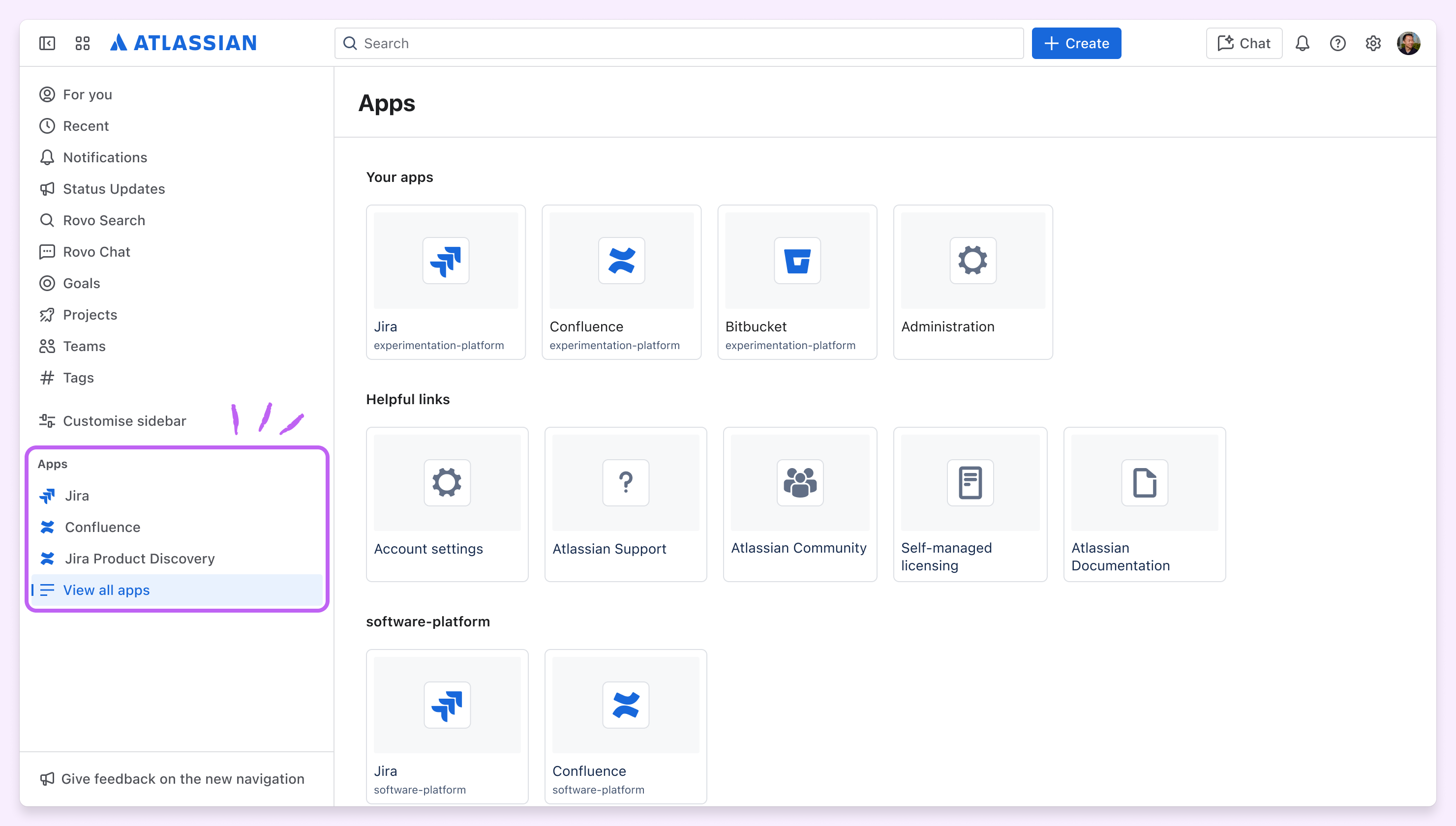 Explore Atlassian Home’s new navigation
