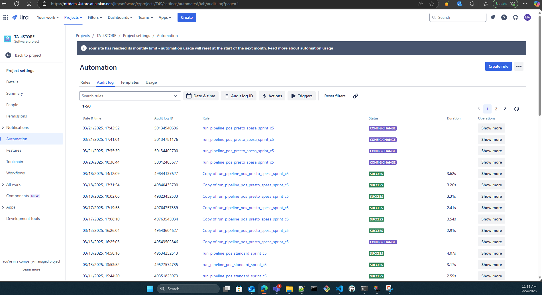 There was a problem and we couldn't run the automa...