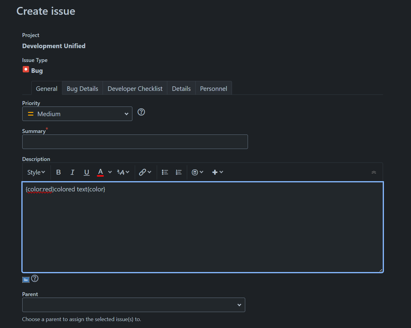 Create page link doesn't render markup