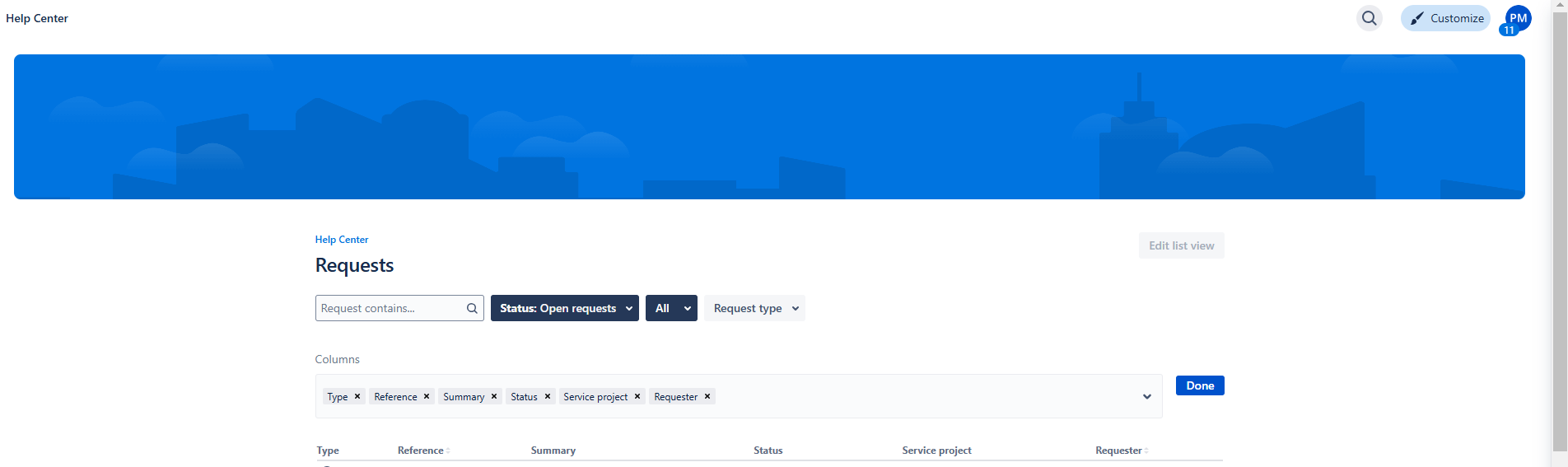 How to modify the user requests list view with som...