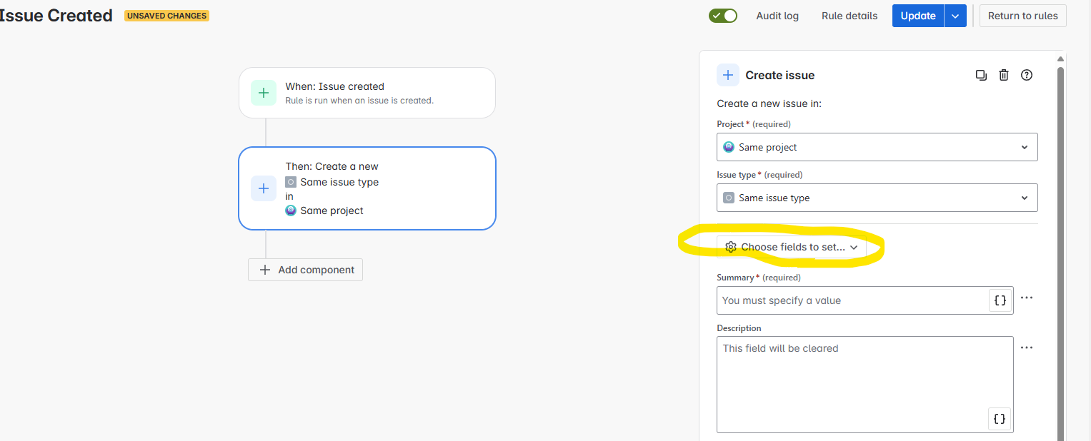 Create Issue in automation custom field Select Lis...