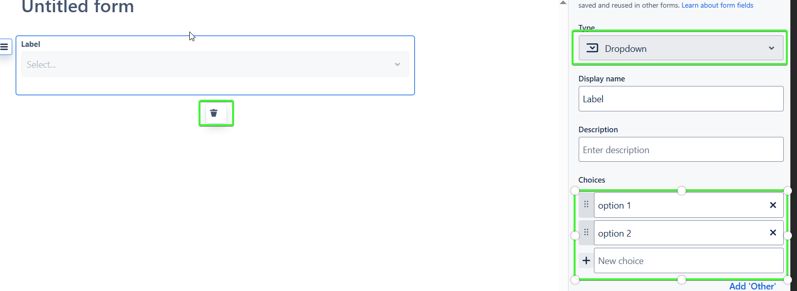 Editing a Created Form Field