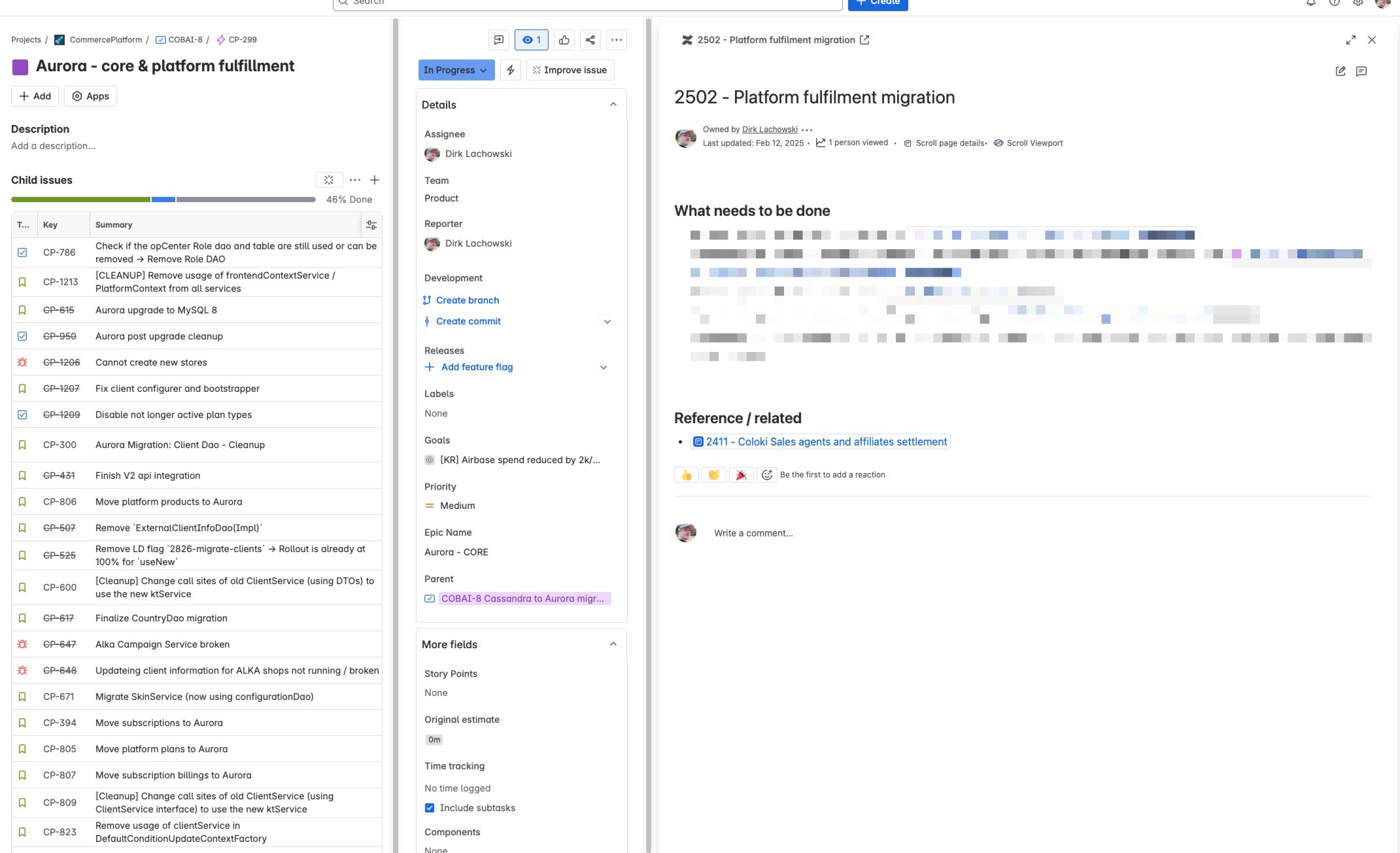 Turn off header rows for subtasks in issue view