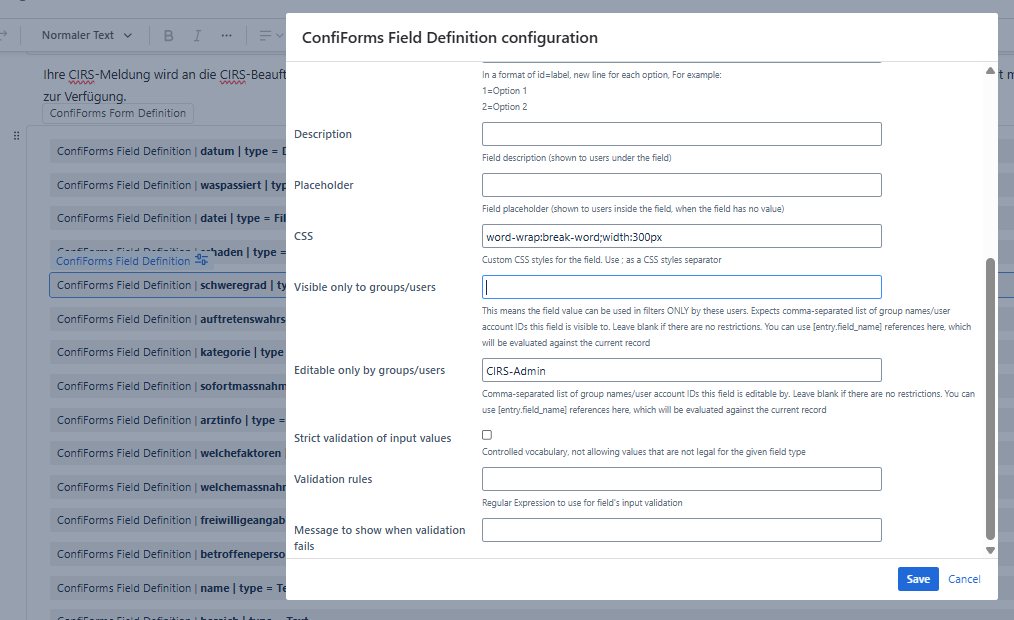 Hide field in Confiforms
