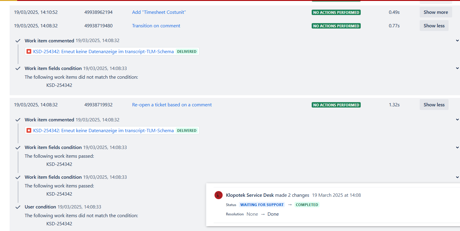 Automation completed ticket by itselsf