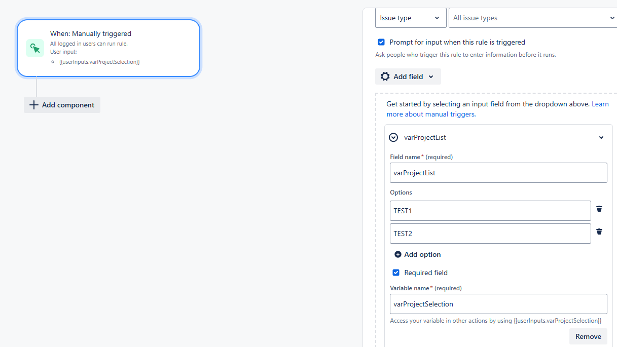 Manually triggered Automation - Create a ticket in...