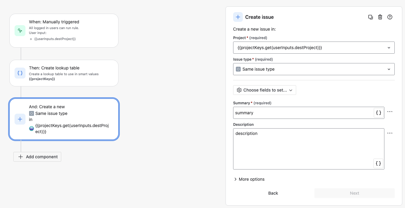 Manually triggered Automation - Create a ticket in...