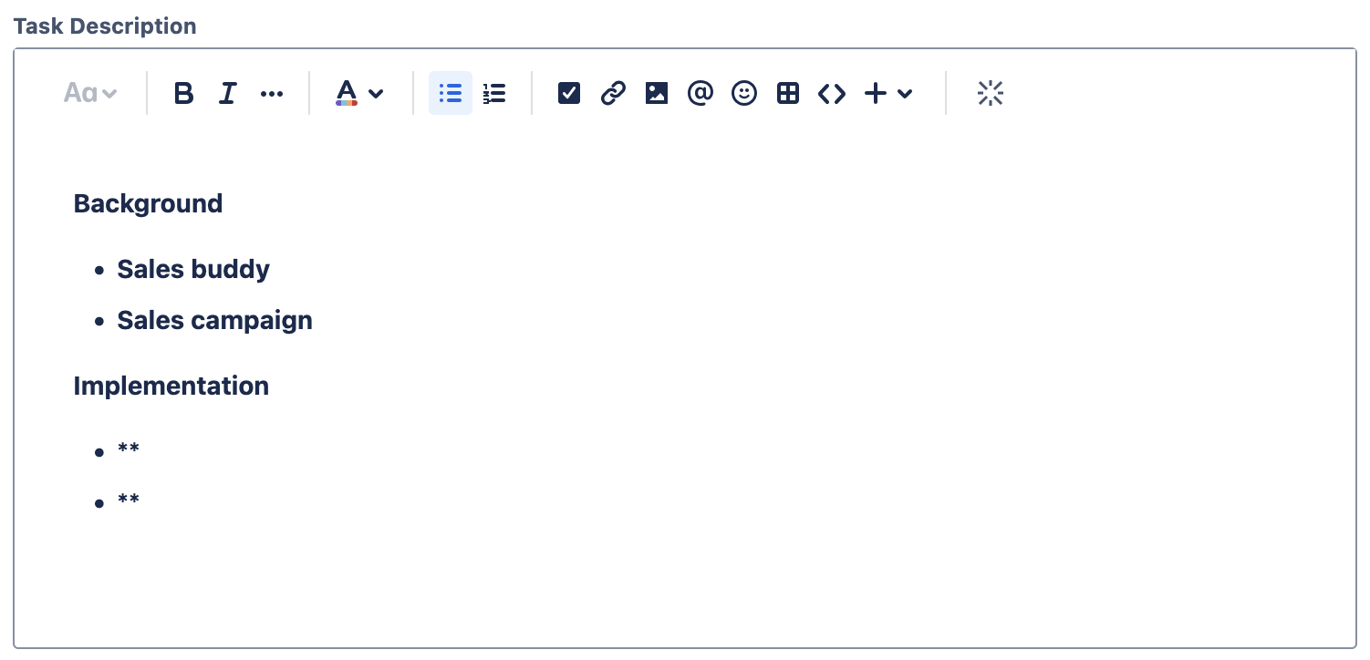 Bullet point - custom field