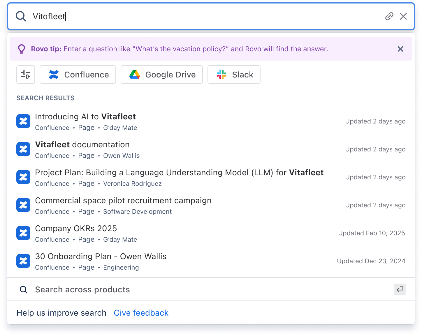 Introducing Rovo Search for Confluence customers