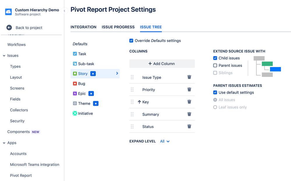Solved: Tasks and stories not showing as child issues