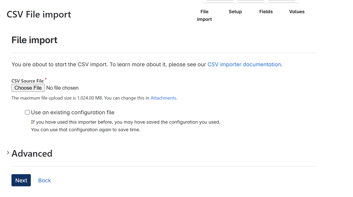 how do I import a csv file into an existing Jira C...