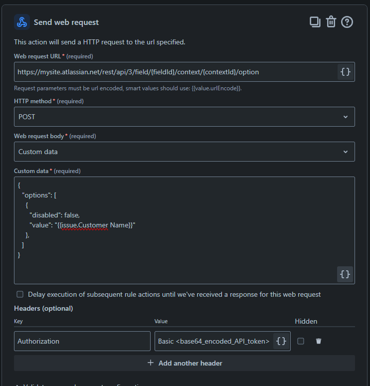 Solved: Add Custom field option using post function