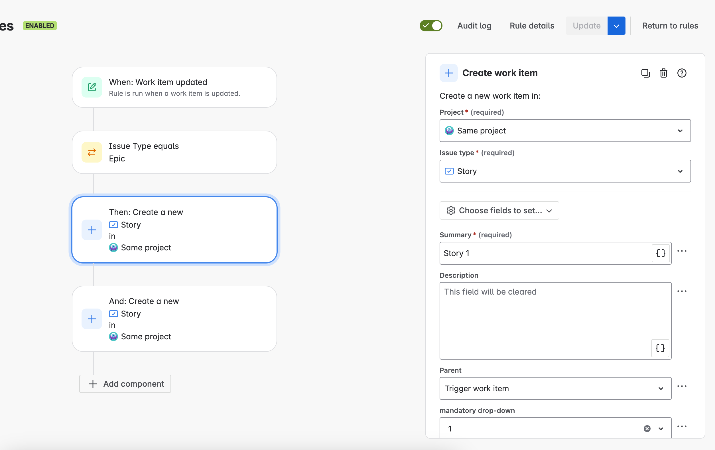 Convert Task to EPIC using Jira Automation rule