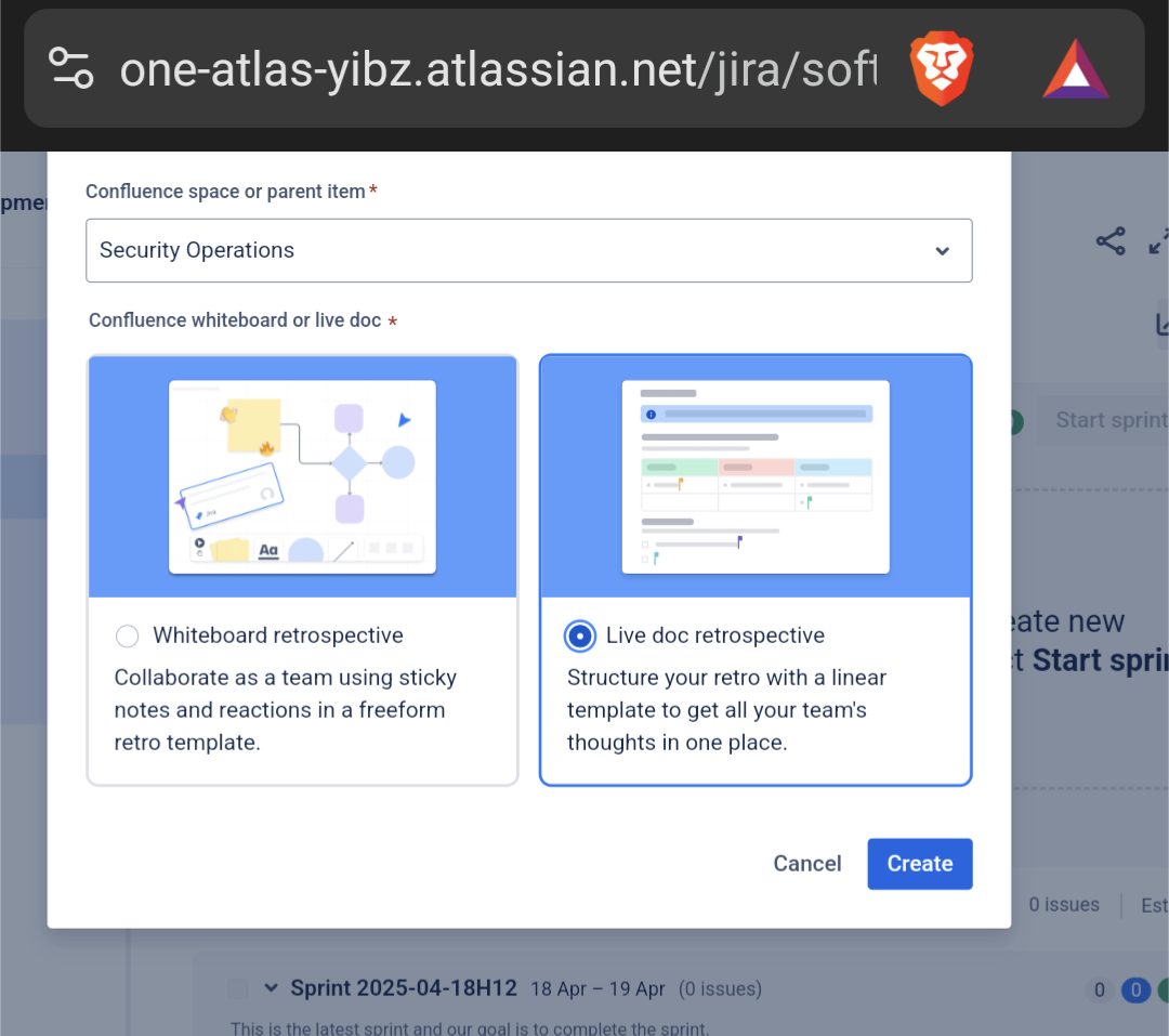 When closing a sprint, we can no longer create ret...