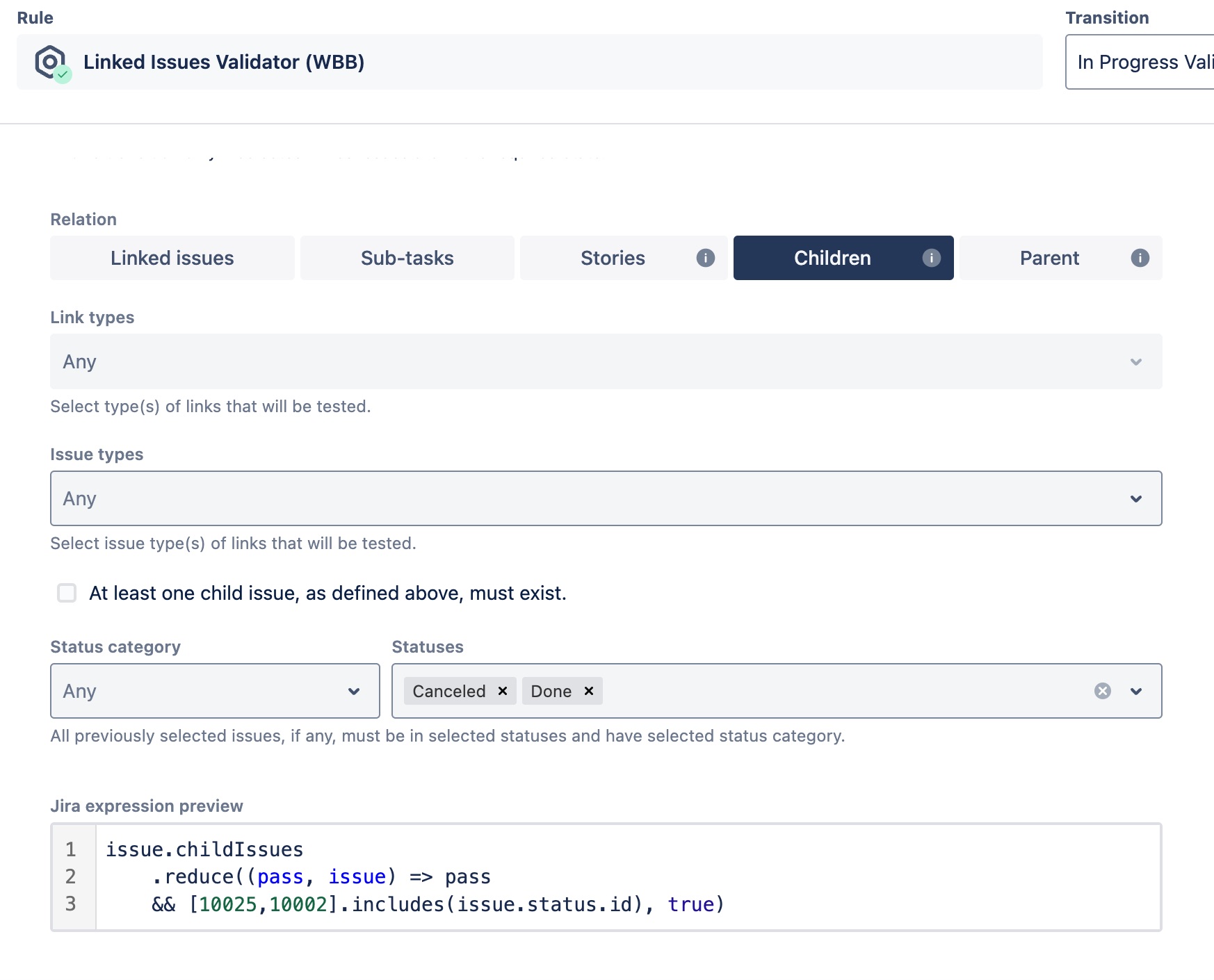 Solved: Want a validator for an Epic to transition to Done...