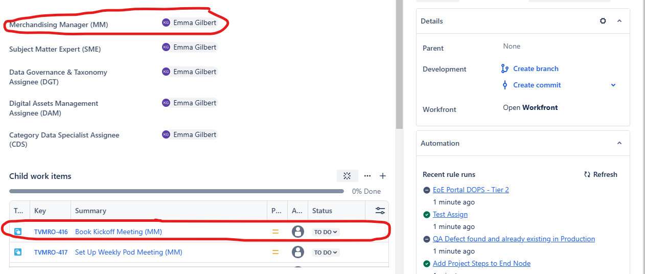 Add assignee from custom field: automation says su...