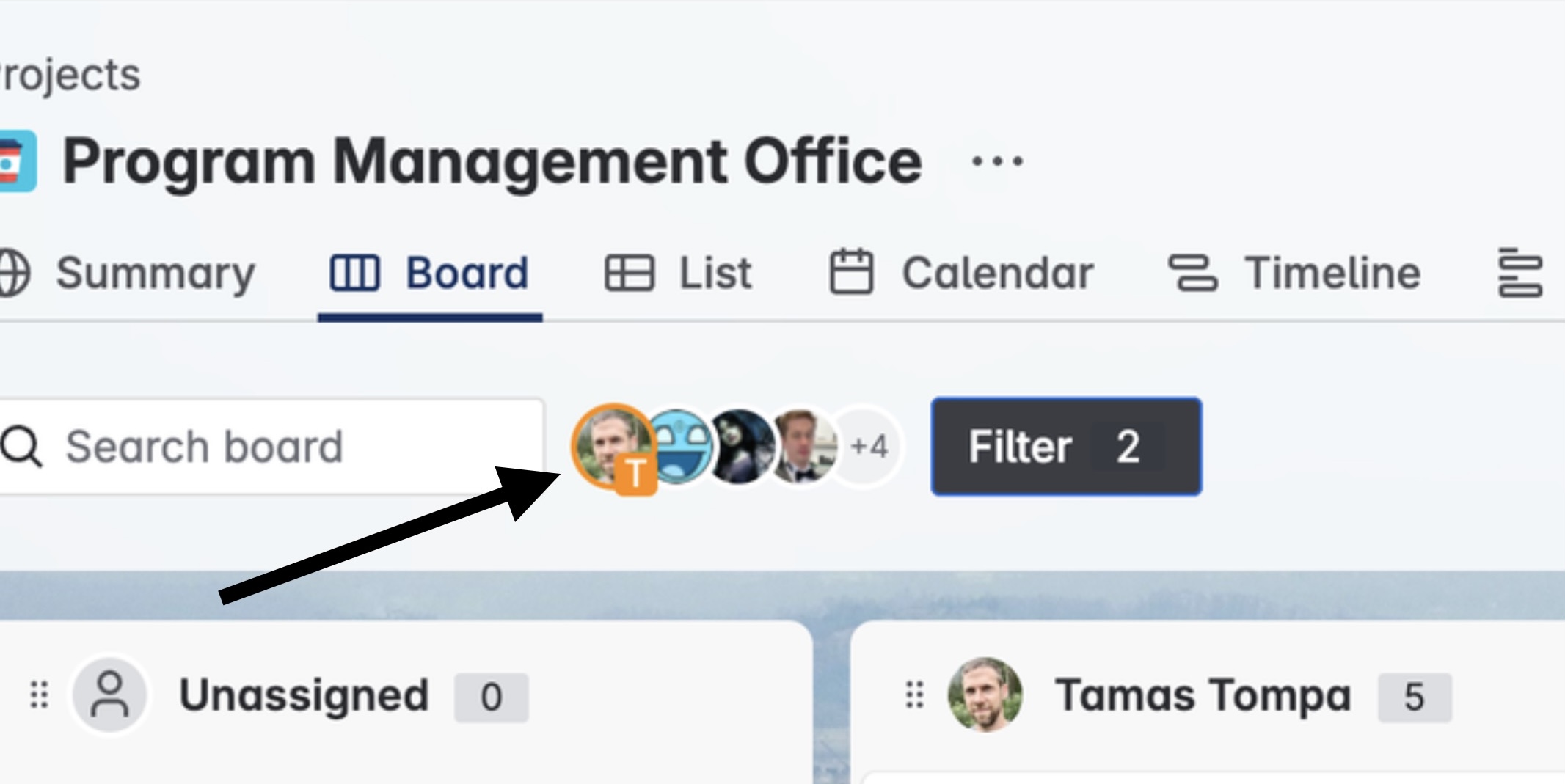 Jira business project board group by assignee show...