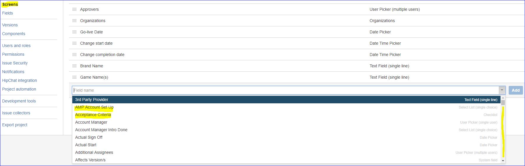 JIRA - hide fields available to screens based on f...