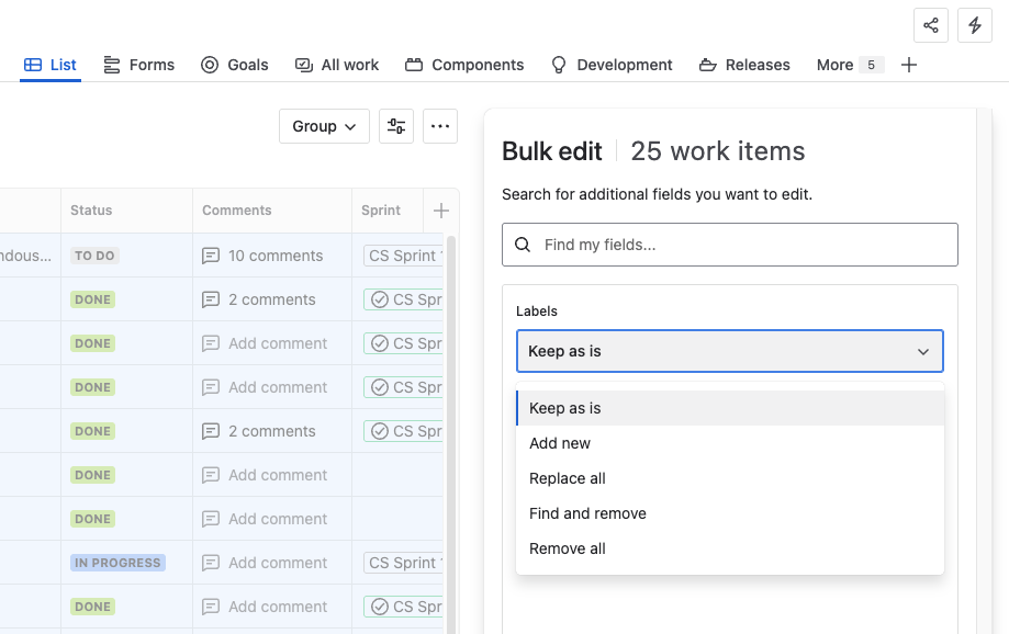 how to update label for multiple items in bulk