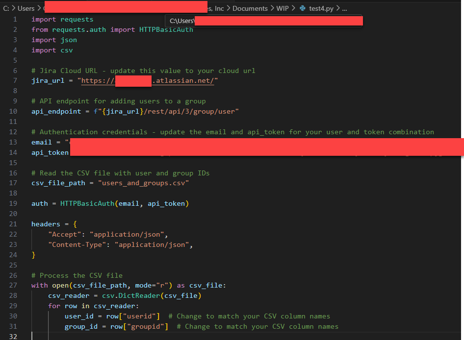 Solved: Issue with Atlassian-provided python script