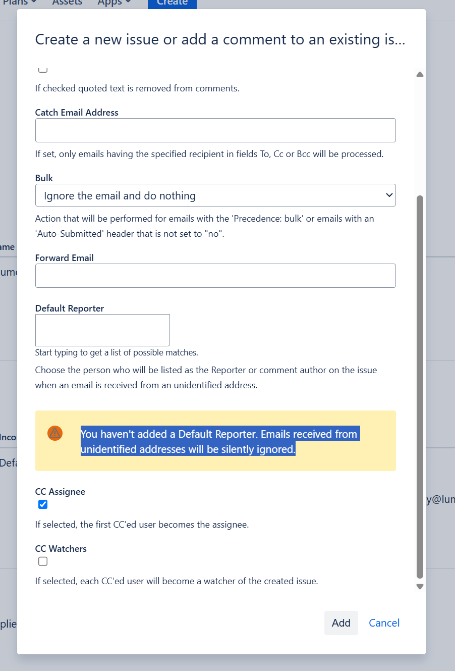 Solved: Unable to create a ticket form an email.