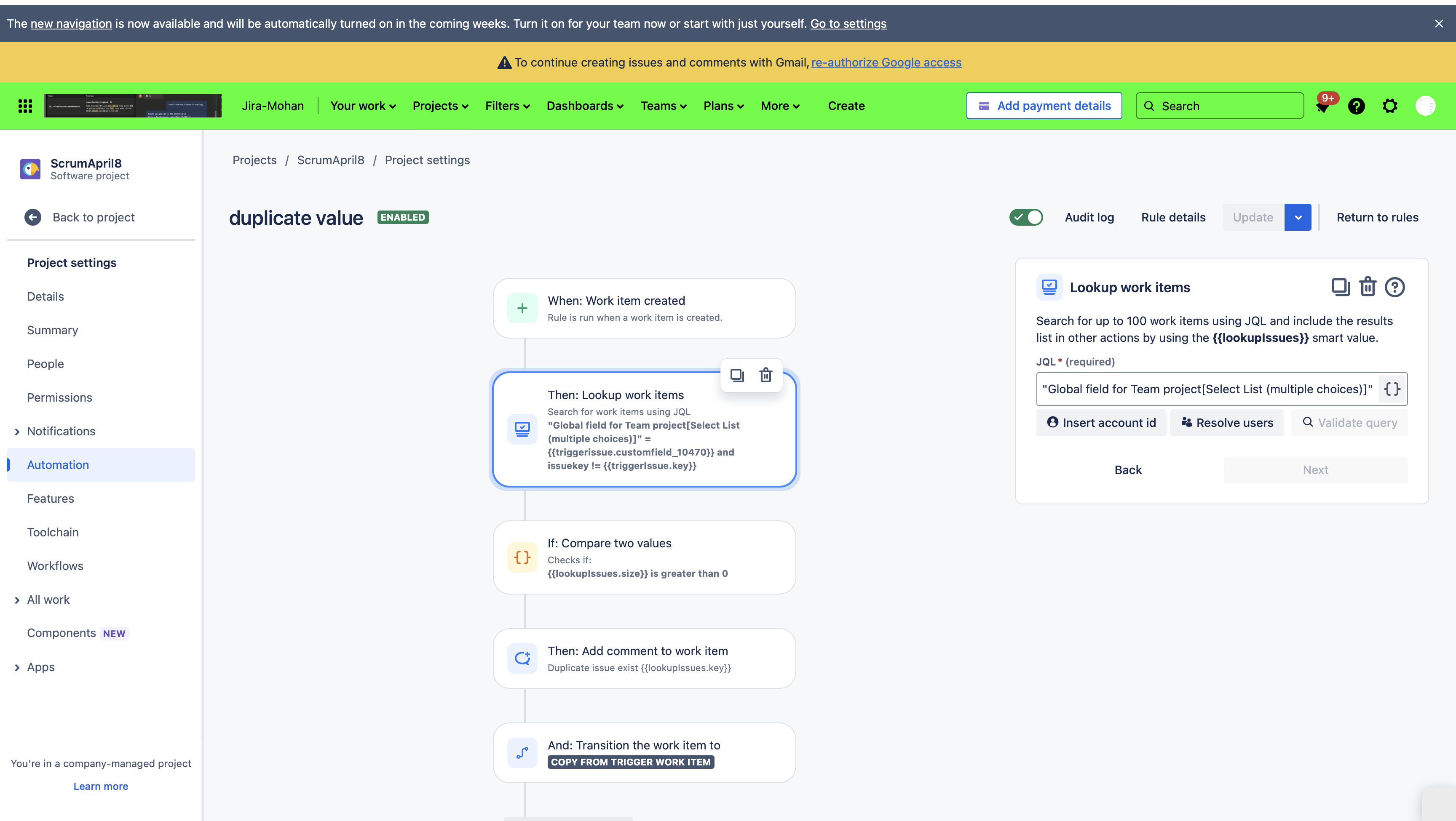 Automation to find duplicate issues with same cust... - Atlassian Community