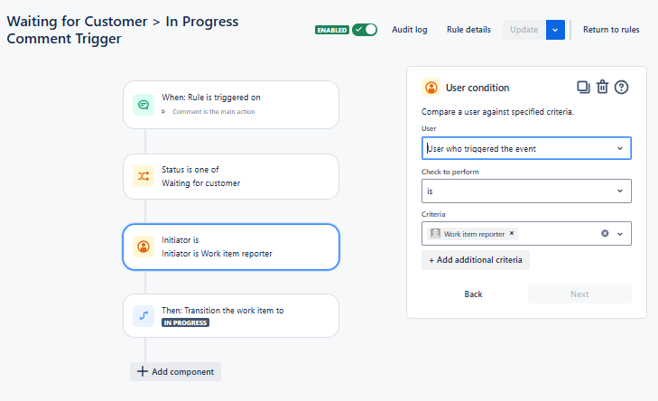 Automatically transition back to in-progress after...