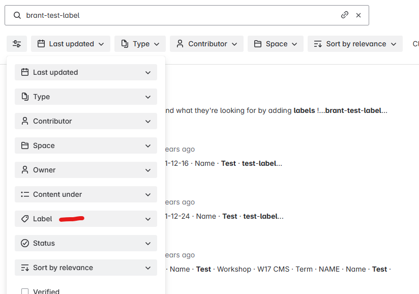 Solved: Unable to search by "label" in after the confluenc...