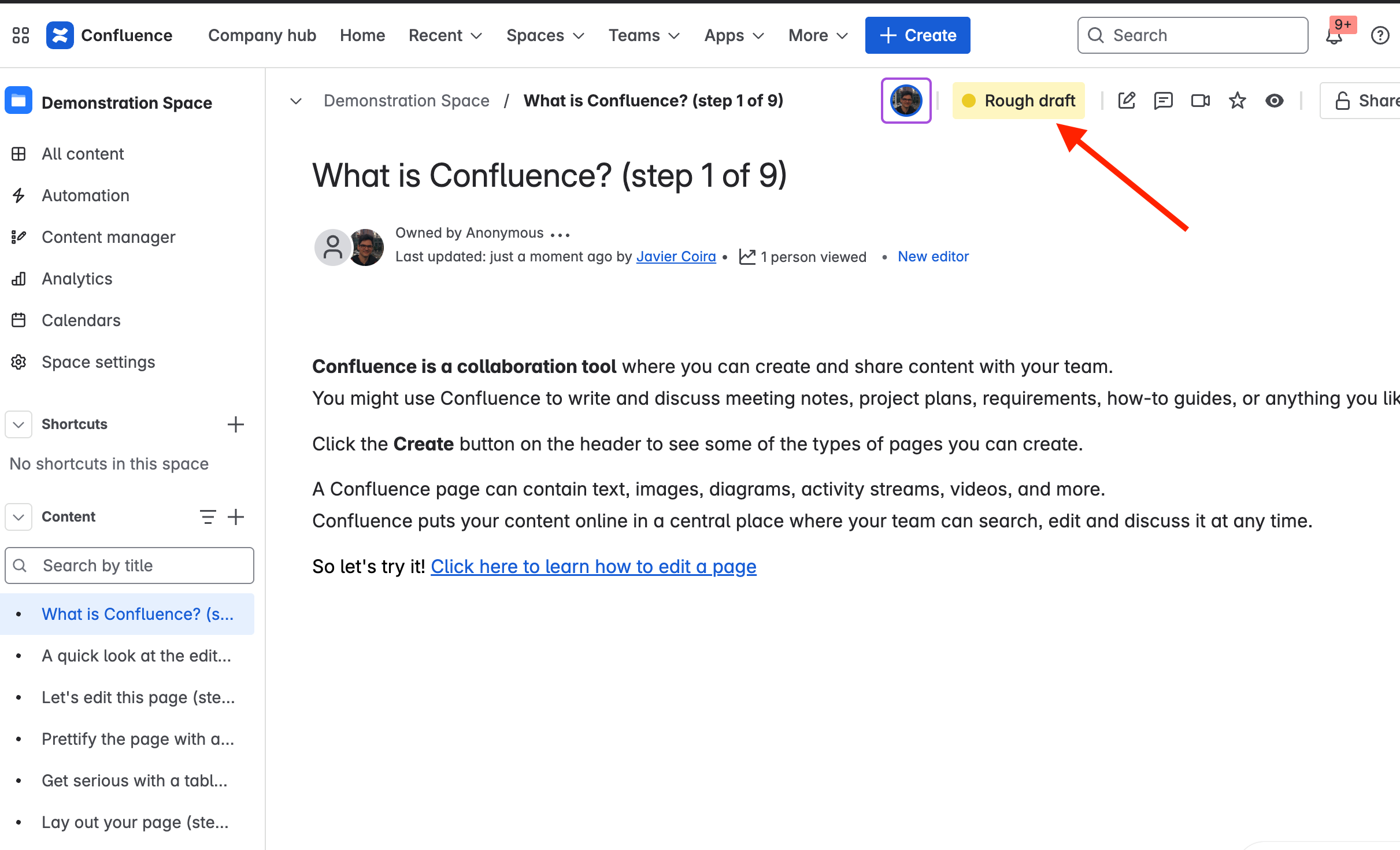 how can i make a list of all confluence pages with...