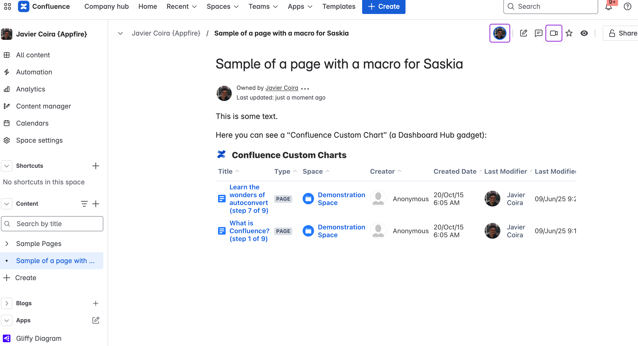 how can i make a list of all confluence pages with...