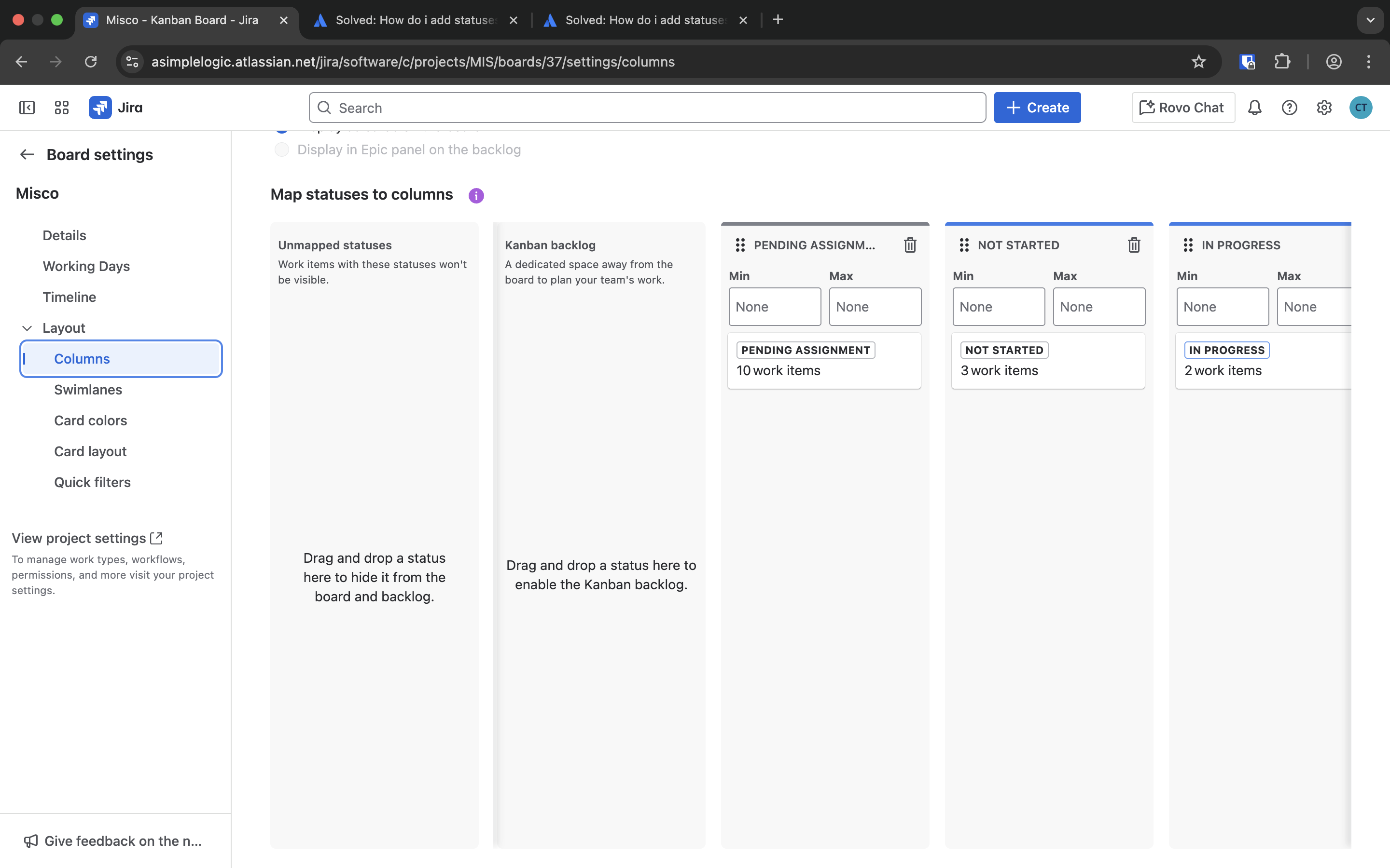 Solved: How do i add statuses to these columns for them to...