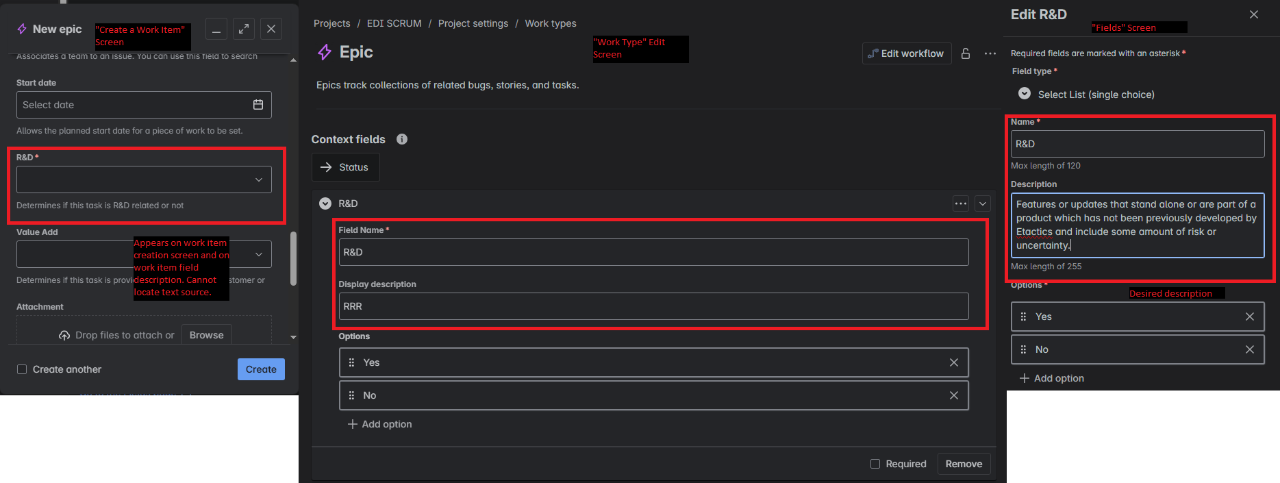 "Create Work Item" Field Descriptions Mismatch