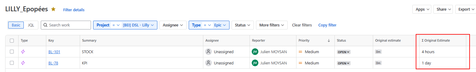 how to show original estimate,remaining estimate a...