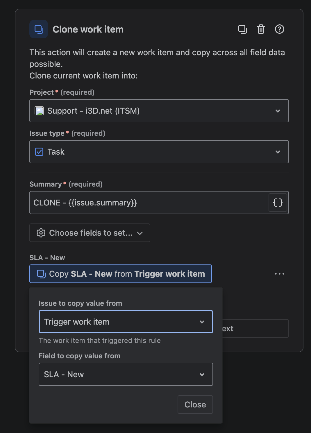 Automation rule - cloning Assets