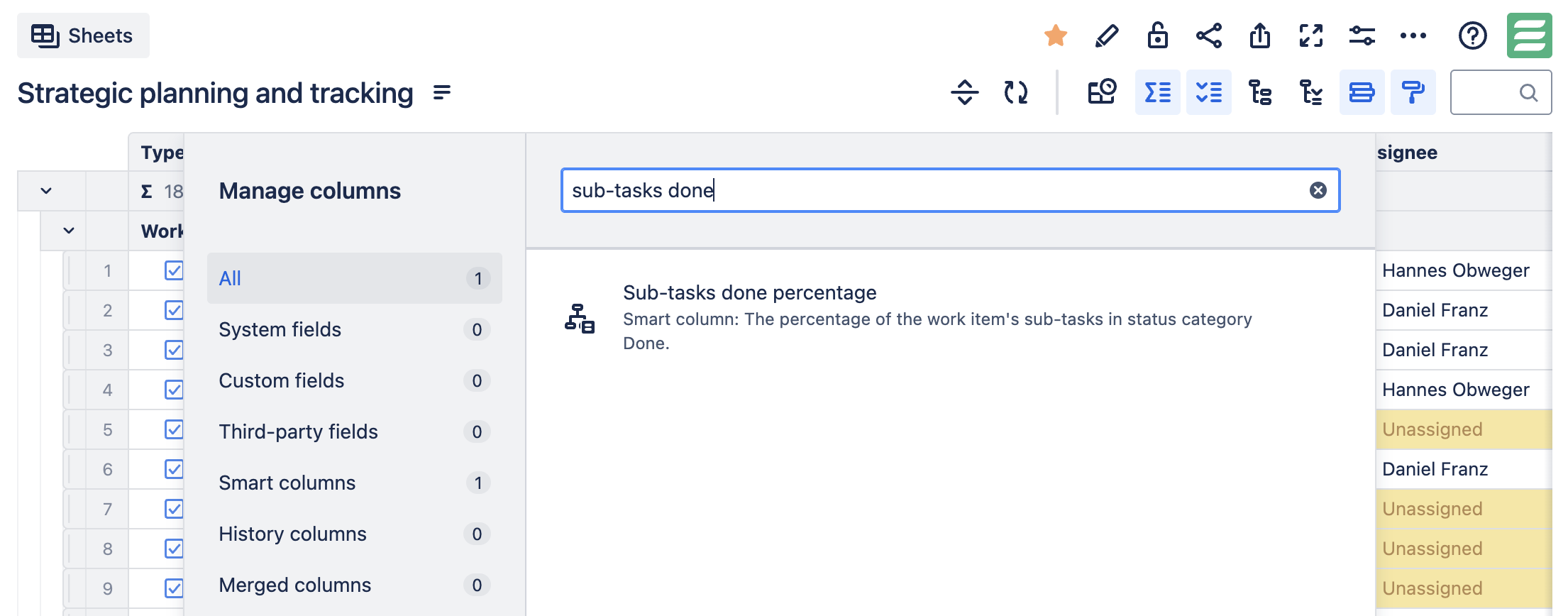 Track User story in % completion based on status o...
