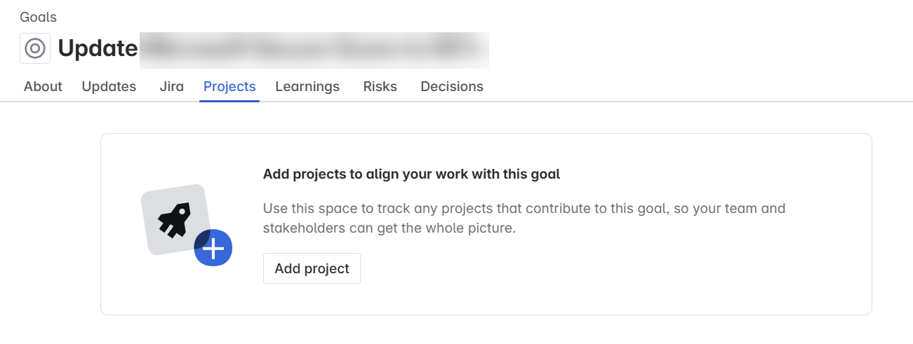 Solved: Unable to add Projects to Goals