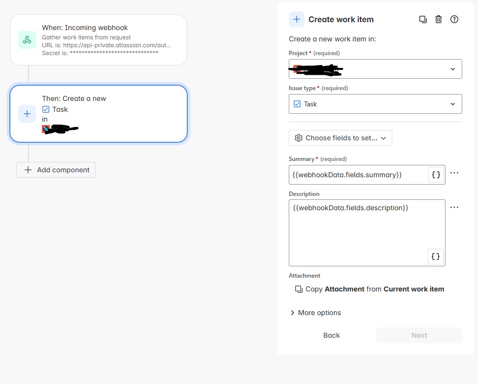 No work items from the webhook Webhook version 2.0