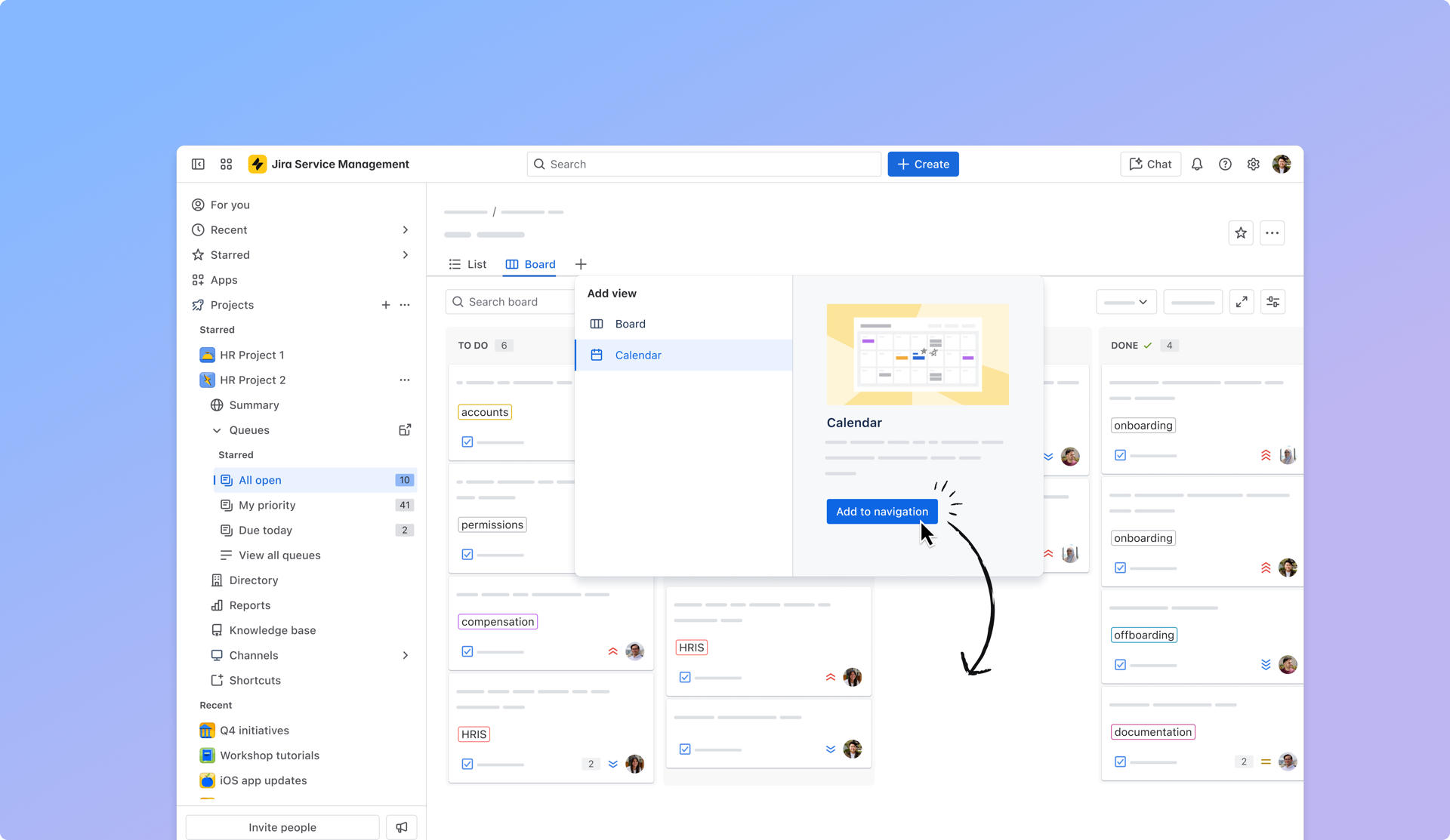 Board and calendar views now available in JSM queues