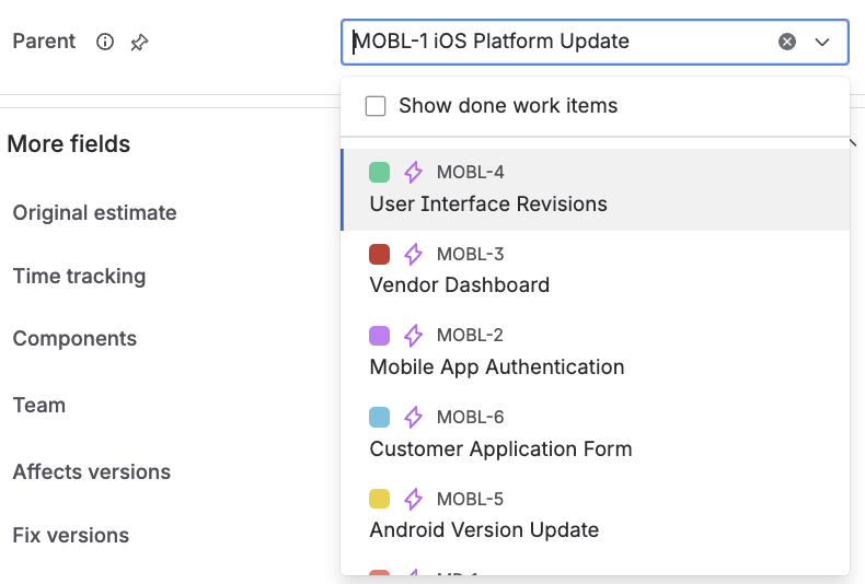 Unable to edit or remove parent work item