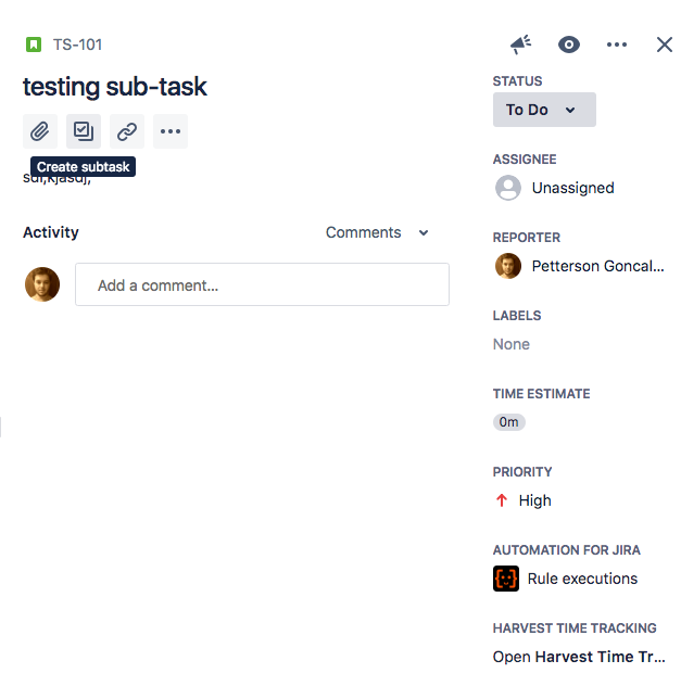 Add sub-task option missing from new task view unt...