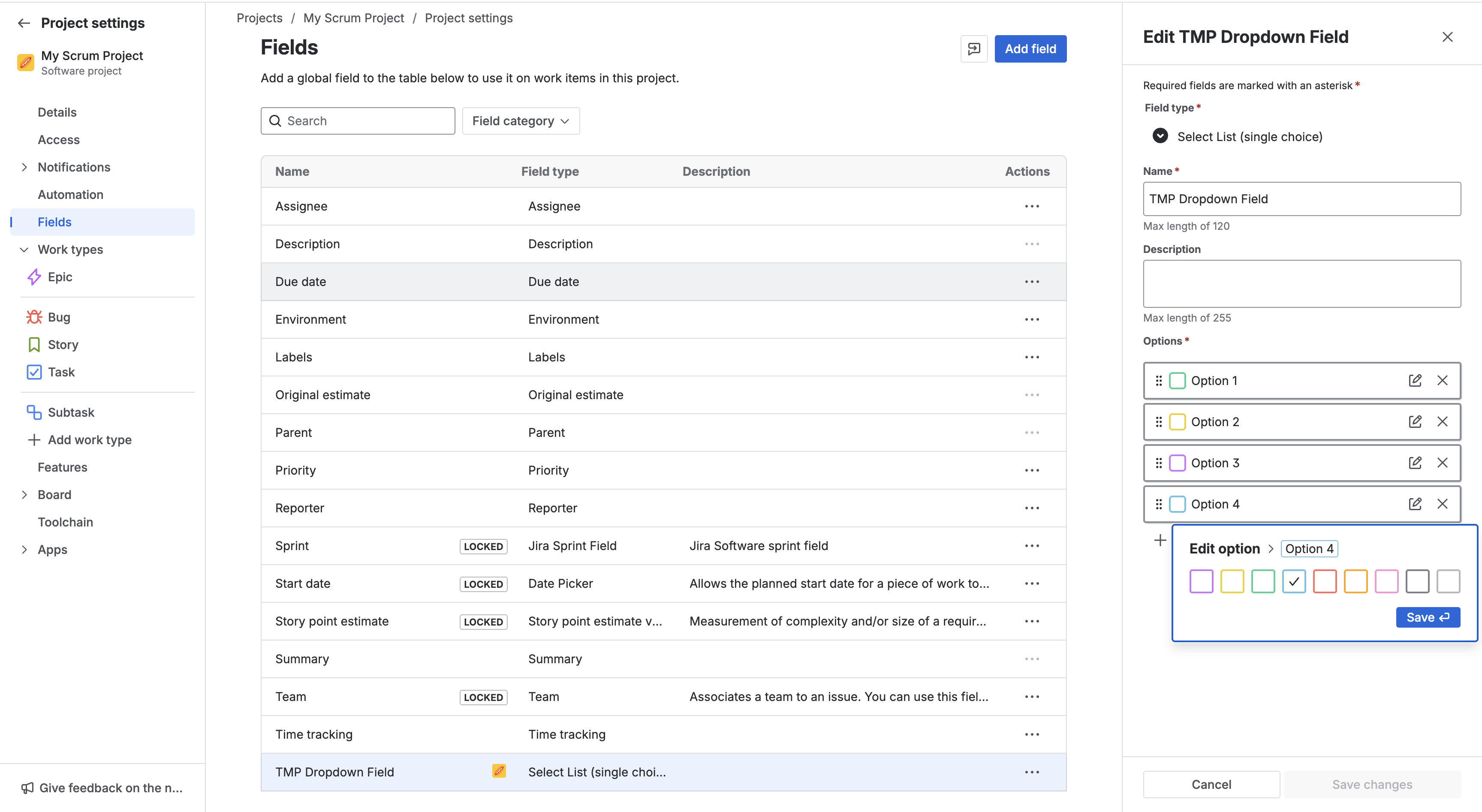 Colored Options in Jira TMP Dropdown Field
