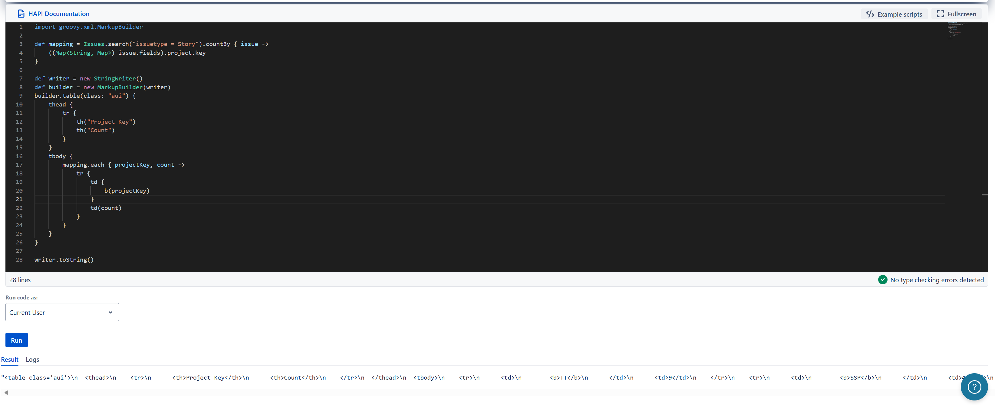 Troubleshooting HTML Table Rendering in ScriptRunner Console for Jira Cloud
