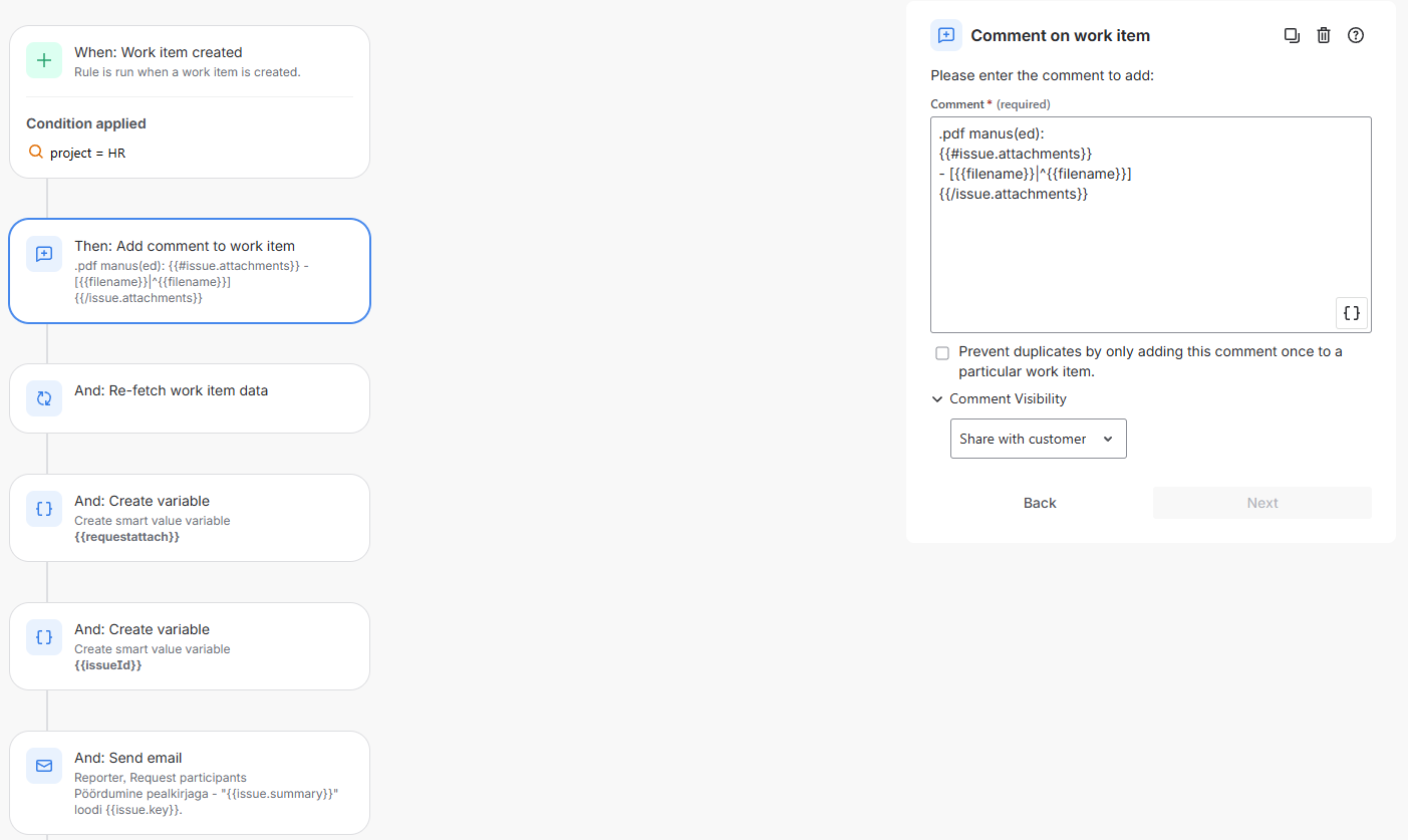 Add JSM portal forms to end user email