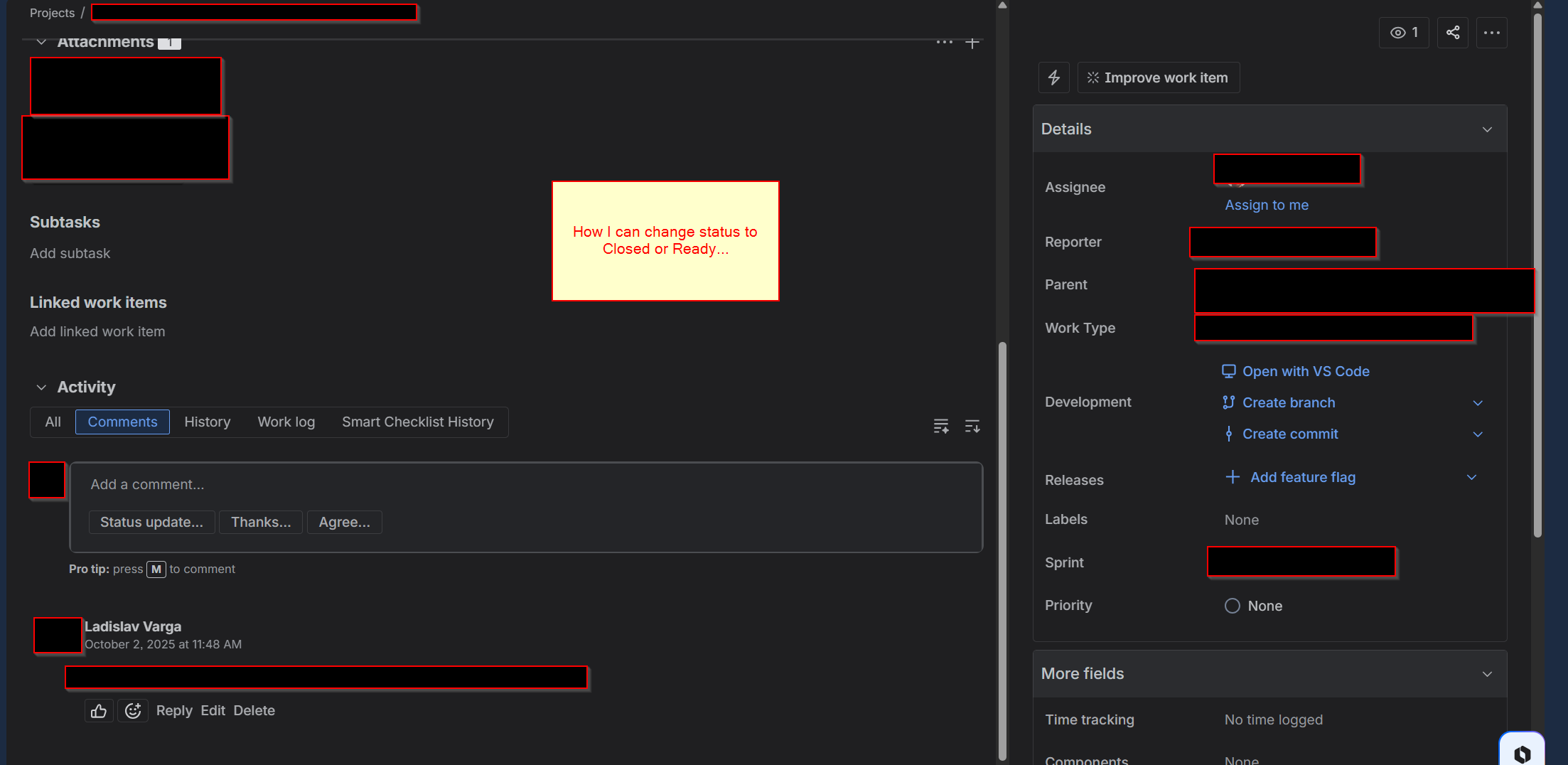 Easier status updates for work items - Atlassian Community