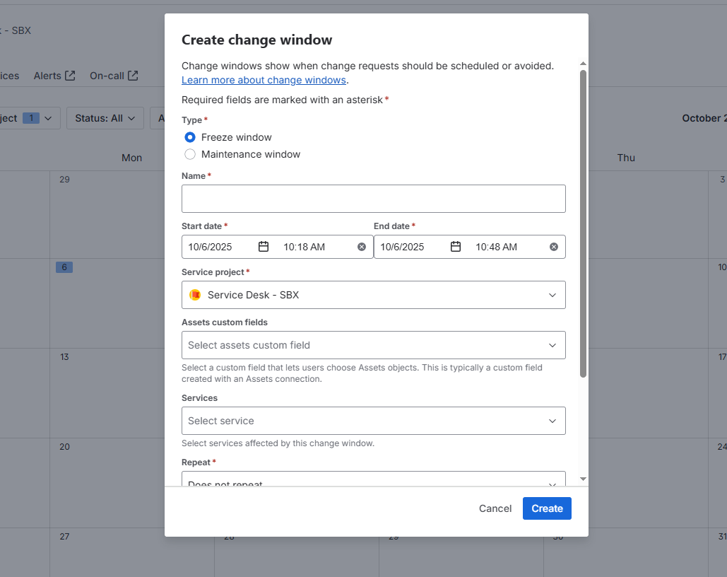 Solved: JSM Freeze windows and maintenance windows