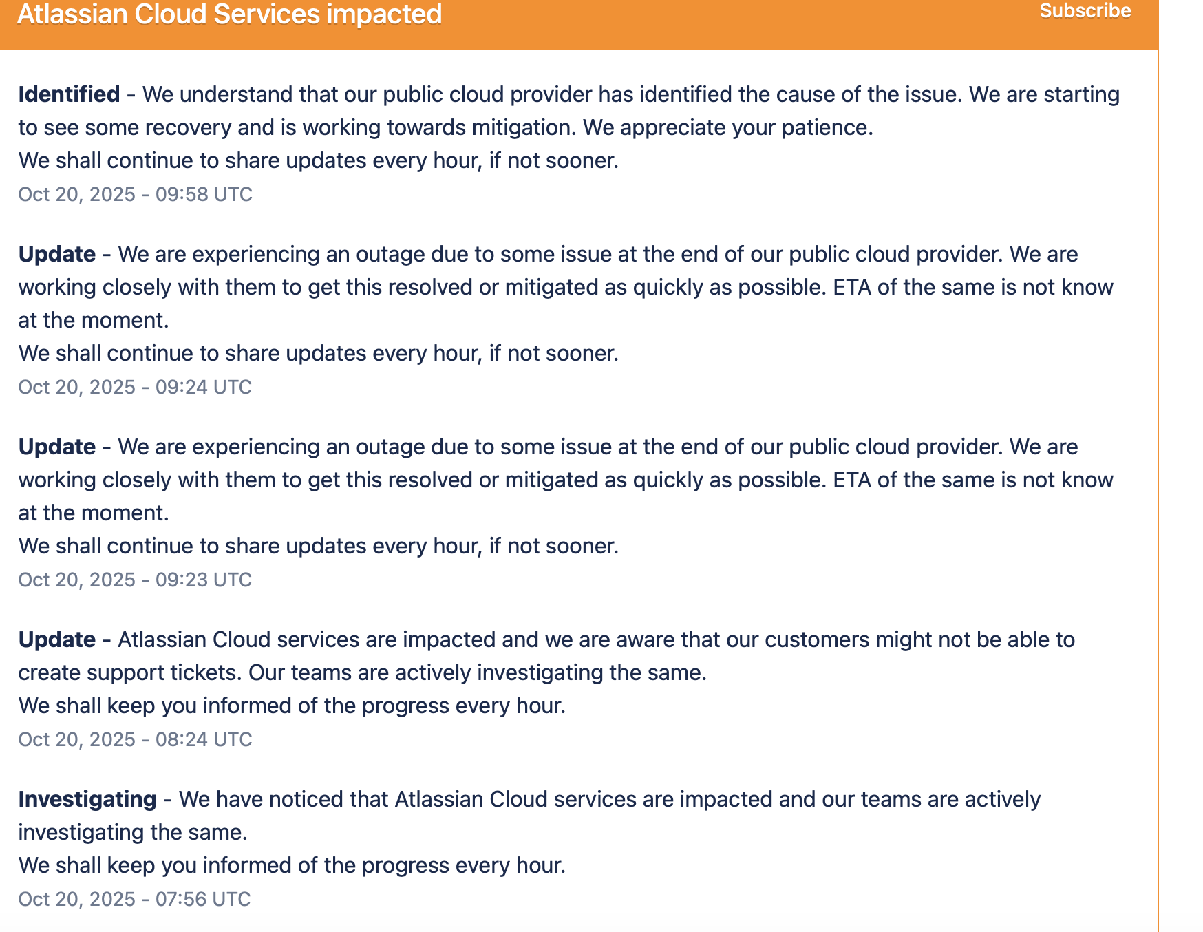 Solved: my Jira orgnization site is not working today oct ...