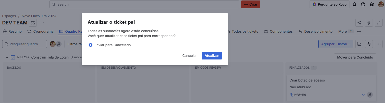 Solved: Cancelar a mensagem "Atualizar o ticket pai"